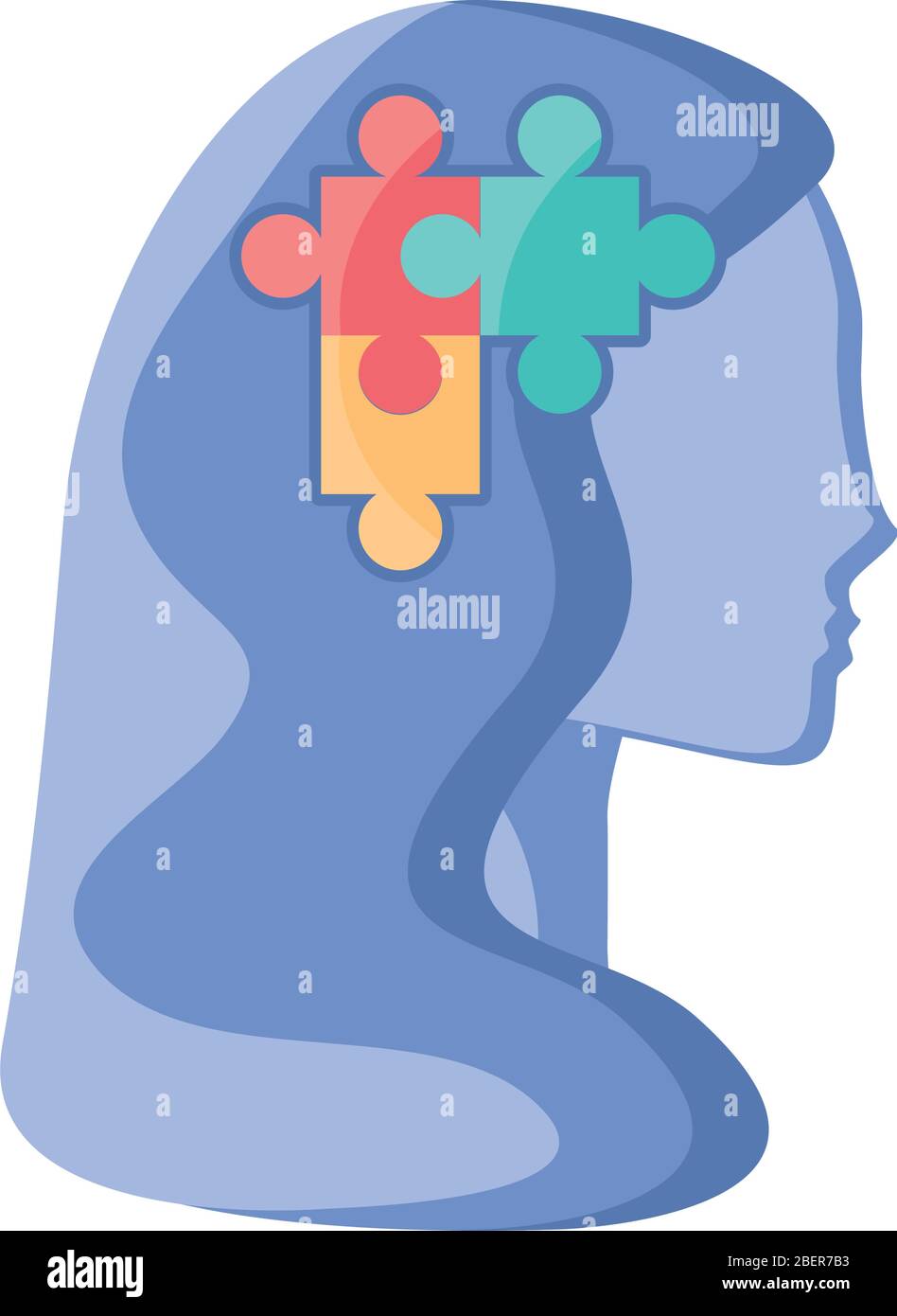 puzzle in human head on white background vector illustration design ...