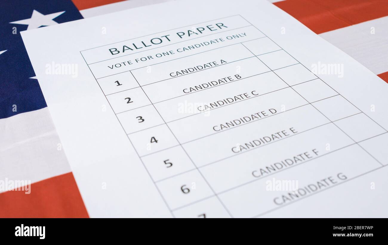 Voting for Presidential elections 2020 with ballot on American flag ...