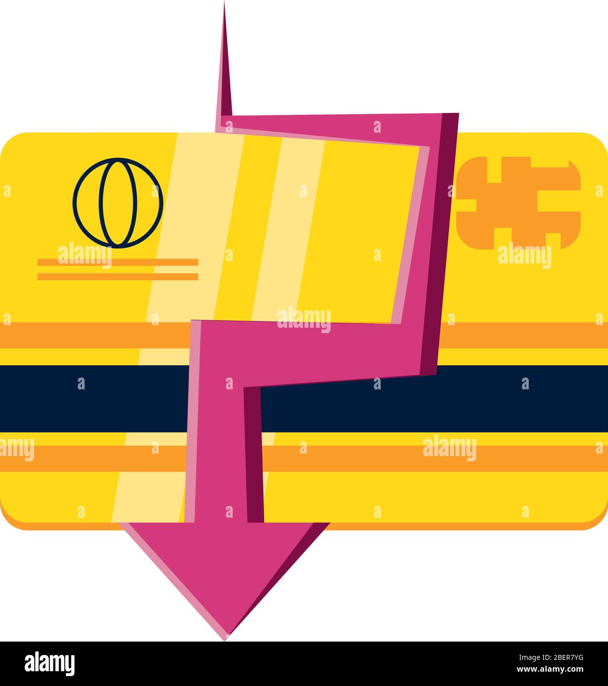 down arrow with credit card and white background vector illustration ...