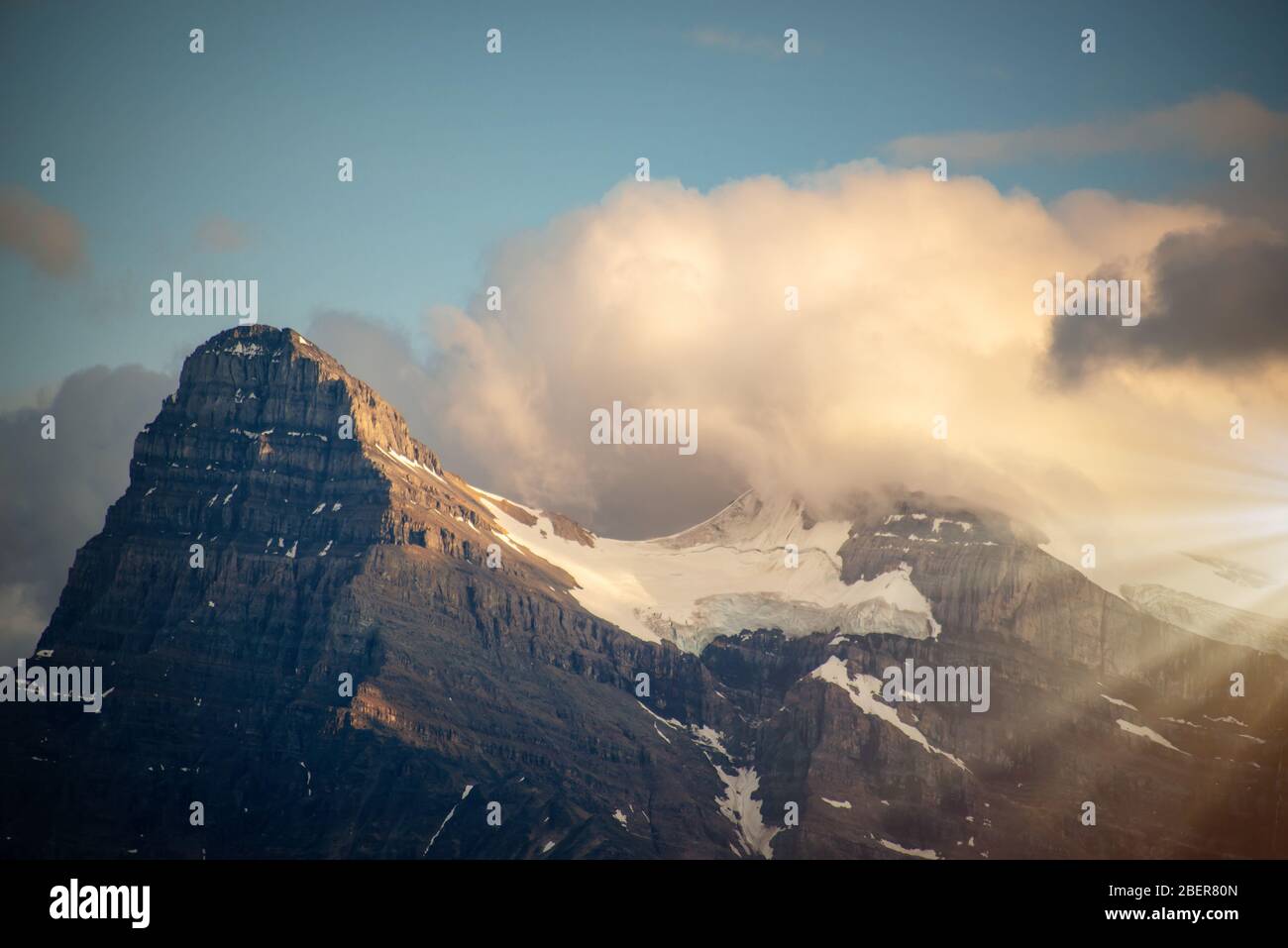 Mount Outram at sunset, view from Icefields Parkway in Banff National ...