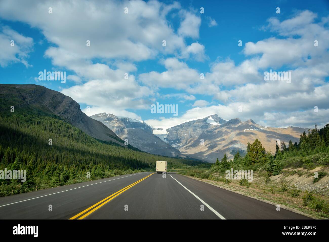Driving on the Icefields Parkway between Banff and Jasper in the ... Driving on the Icefields Parkway between Banff and Jasper in the ...