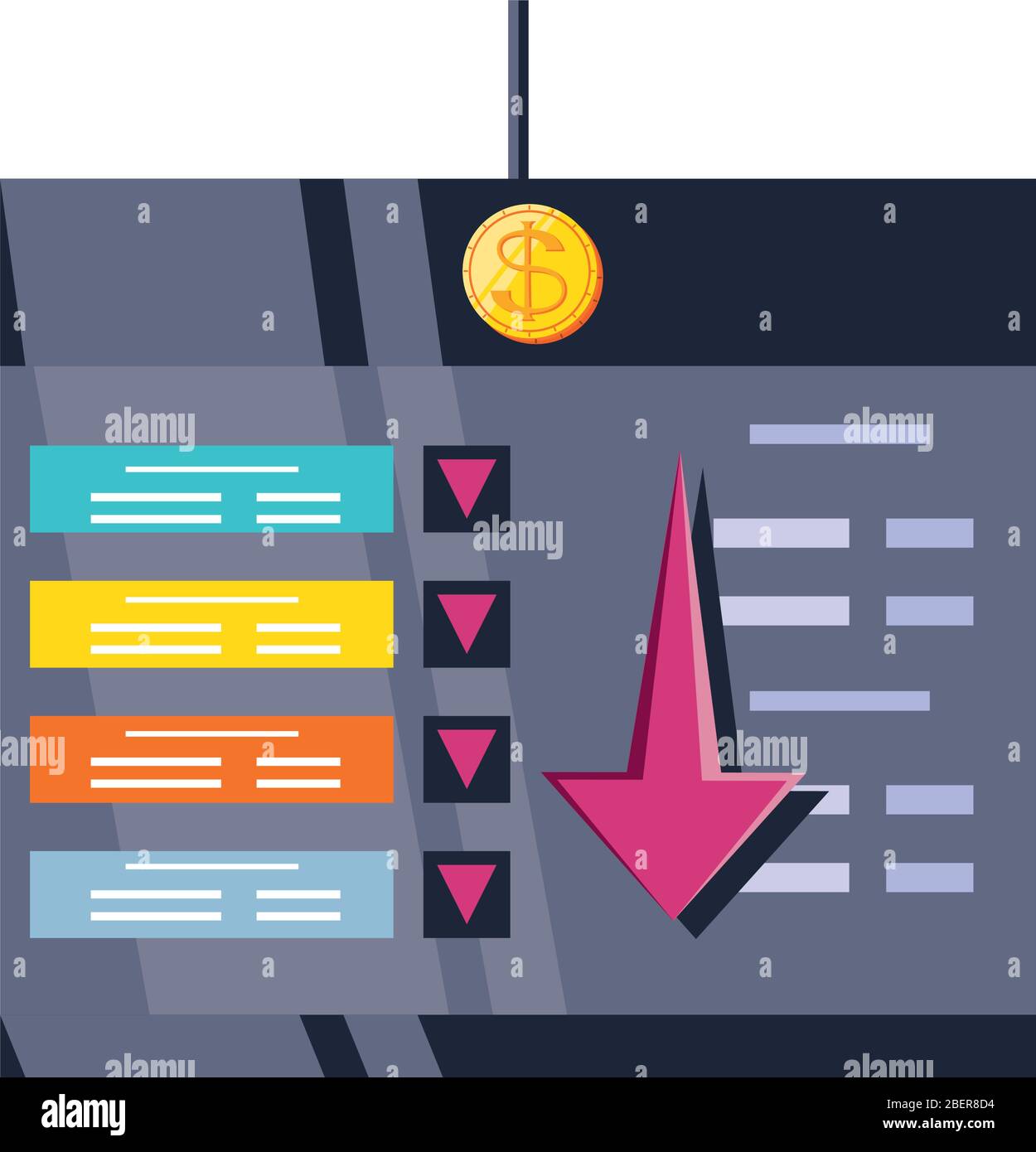 computer window with graph down on white background vector illustration ...