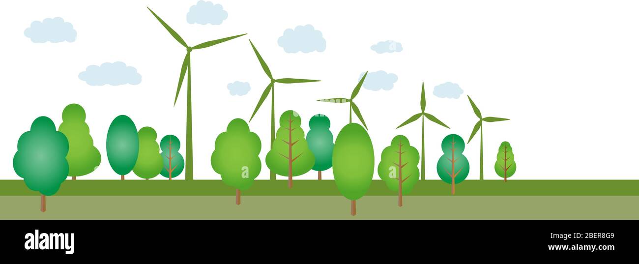 Ecology concept and environment conservation. Green trees and renewable ...