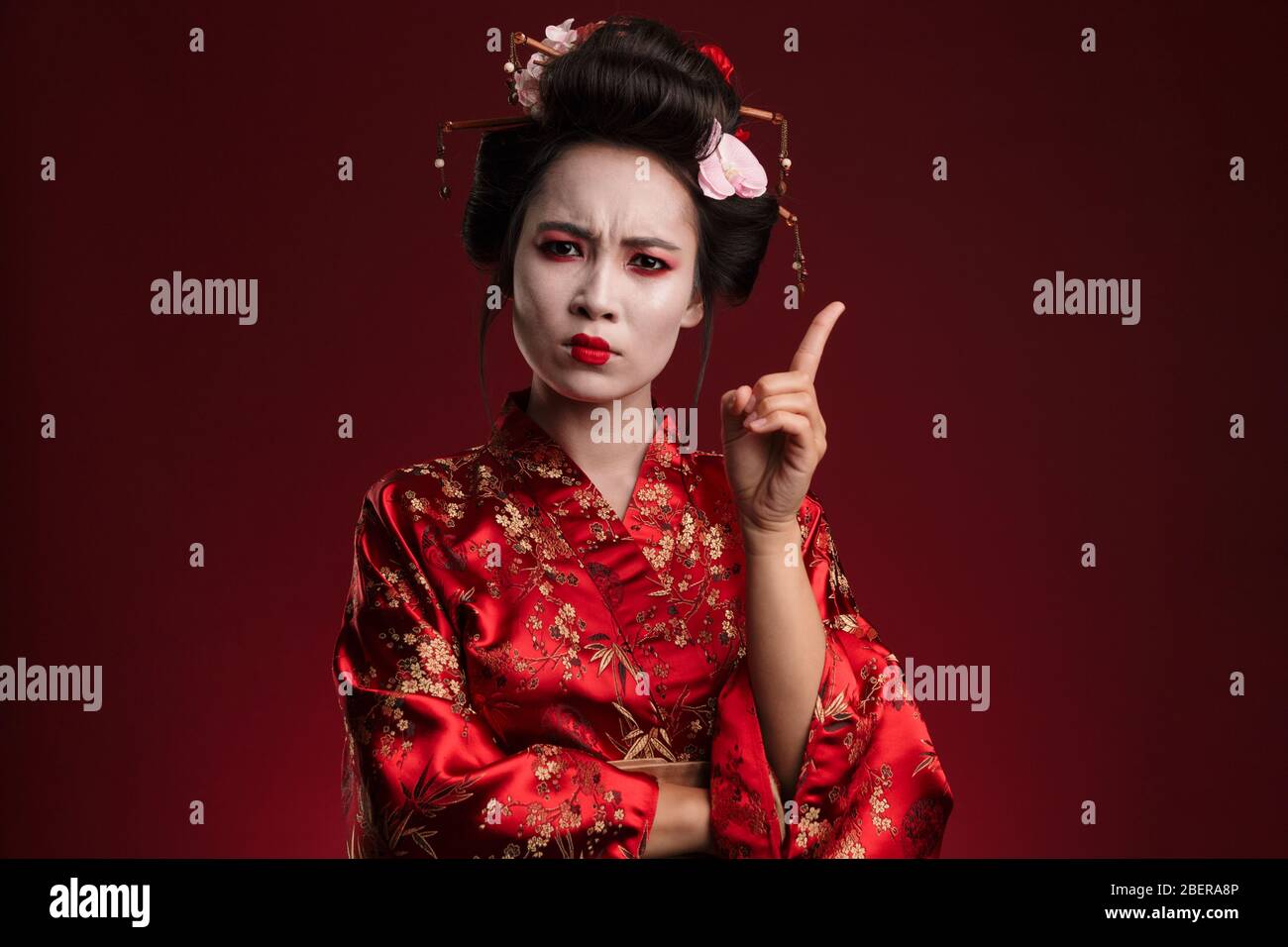 Image of strict asian geisha woman in traditional japanese kimono ...