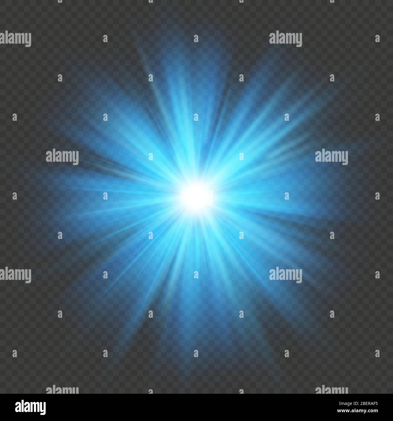 Blue glow star burst flare explosion light effect. Isolated on transparent background. EPS 10 ...