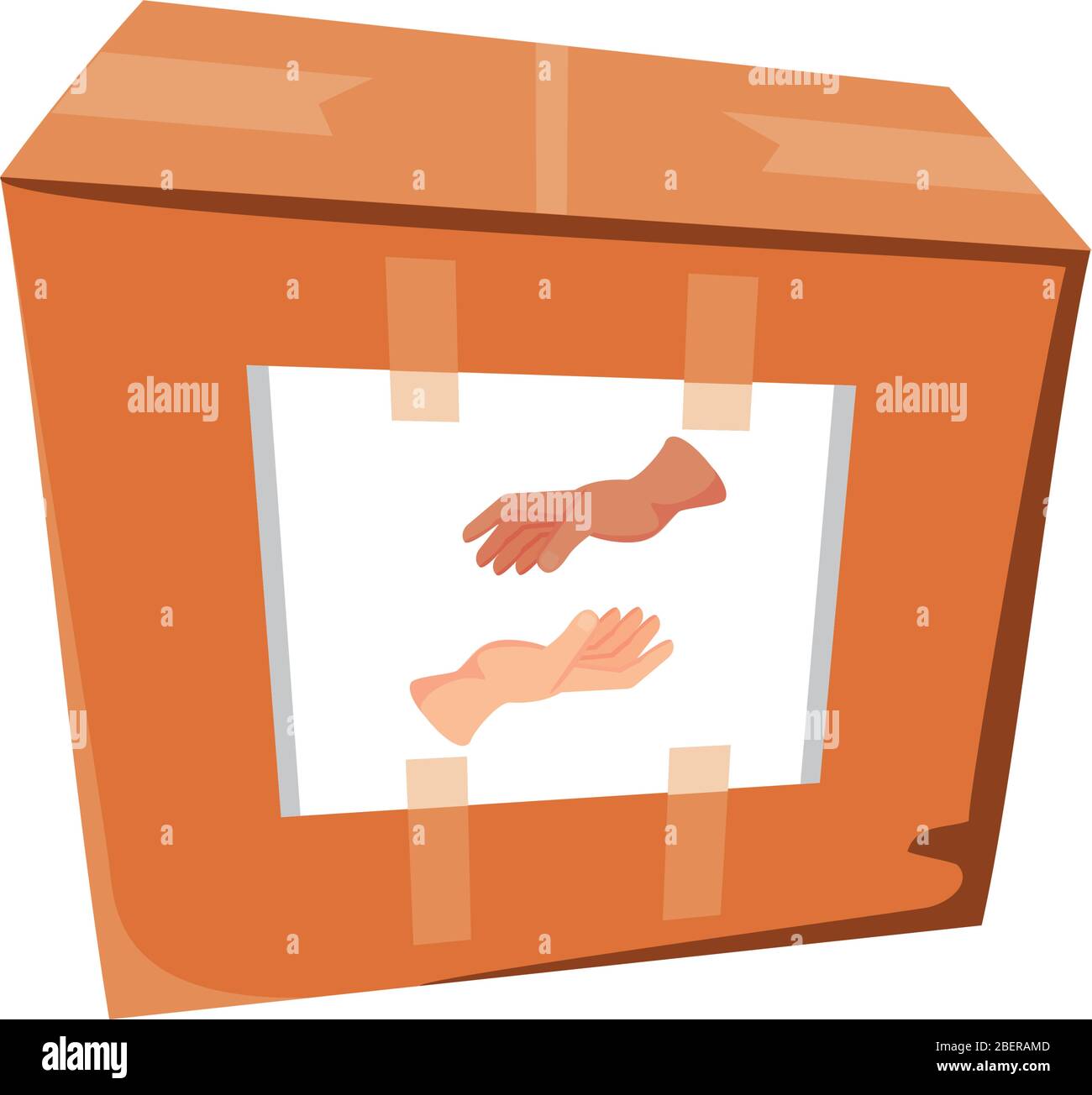 cardboard box with hands on white background vector illustration design ...