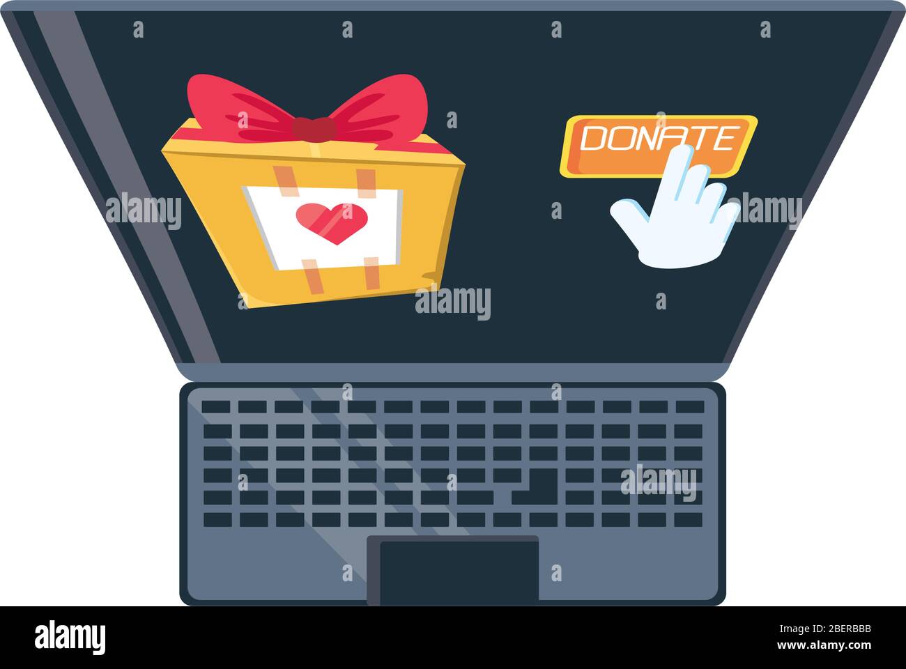 laptop with donation gift on white background vector illustration ...