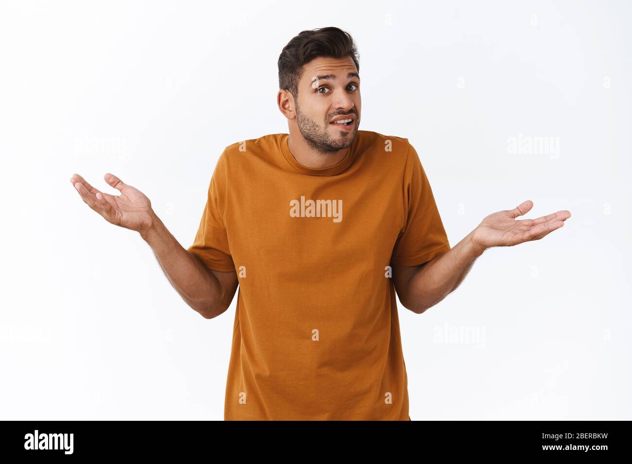 Unsure clueless cute boyfriend cant answer, dont know what do, standing ...