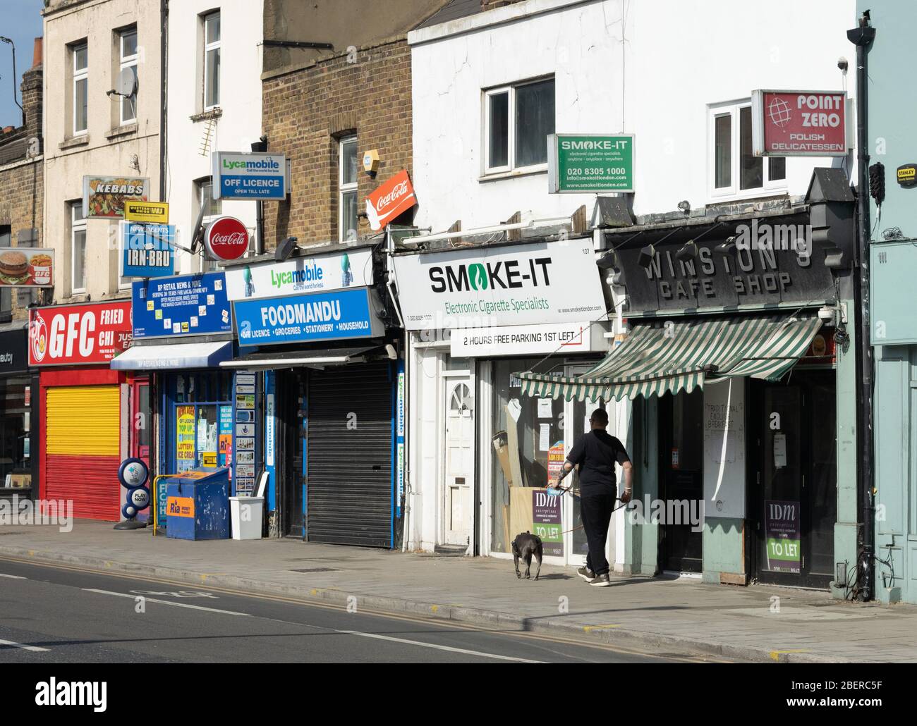 Row of shops in Greenwich during lockdown Stock Photo - Alamy