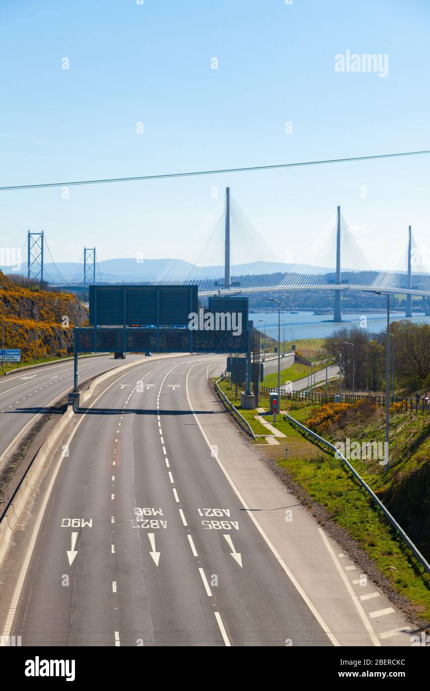 Inverkeithing, Fife, Scotland. 01 May 2020. An Empty M90 Motorway ...