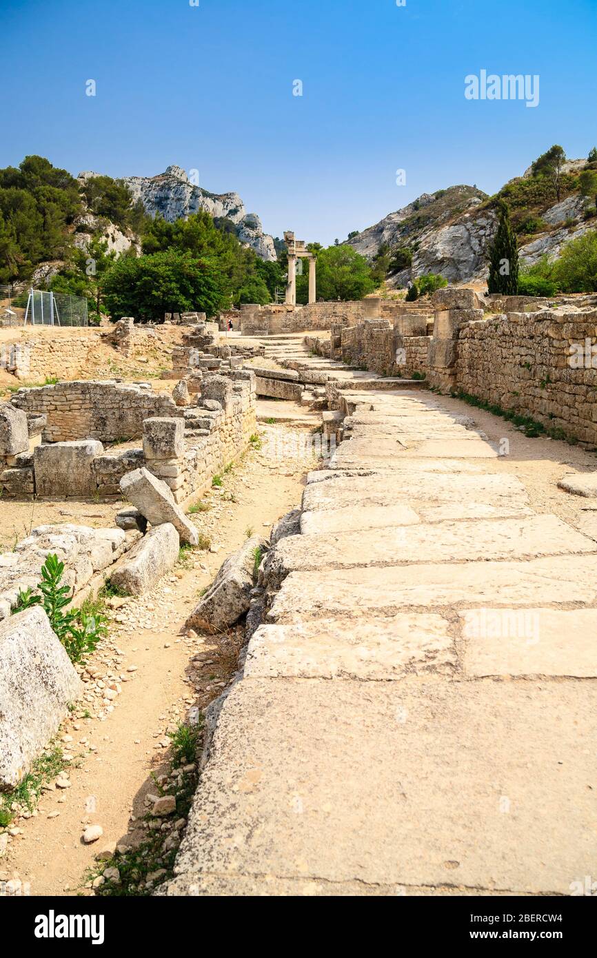 A paved street at Roman Glanum, Provence, France Stock Photo - Alamy