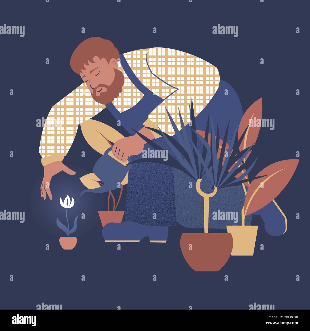 Boy in home garden Stock Vector Images - Alamy