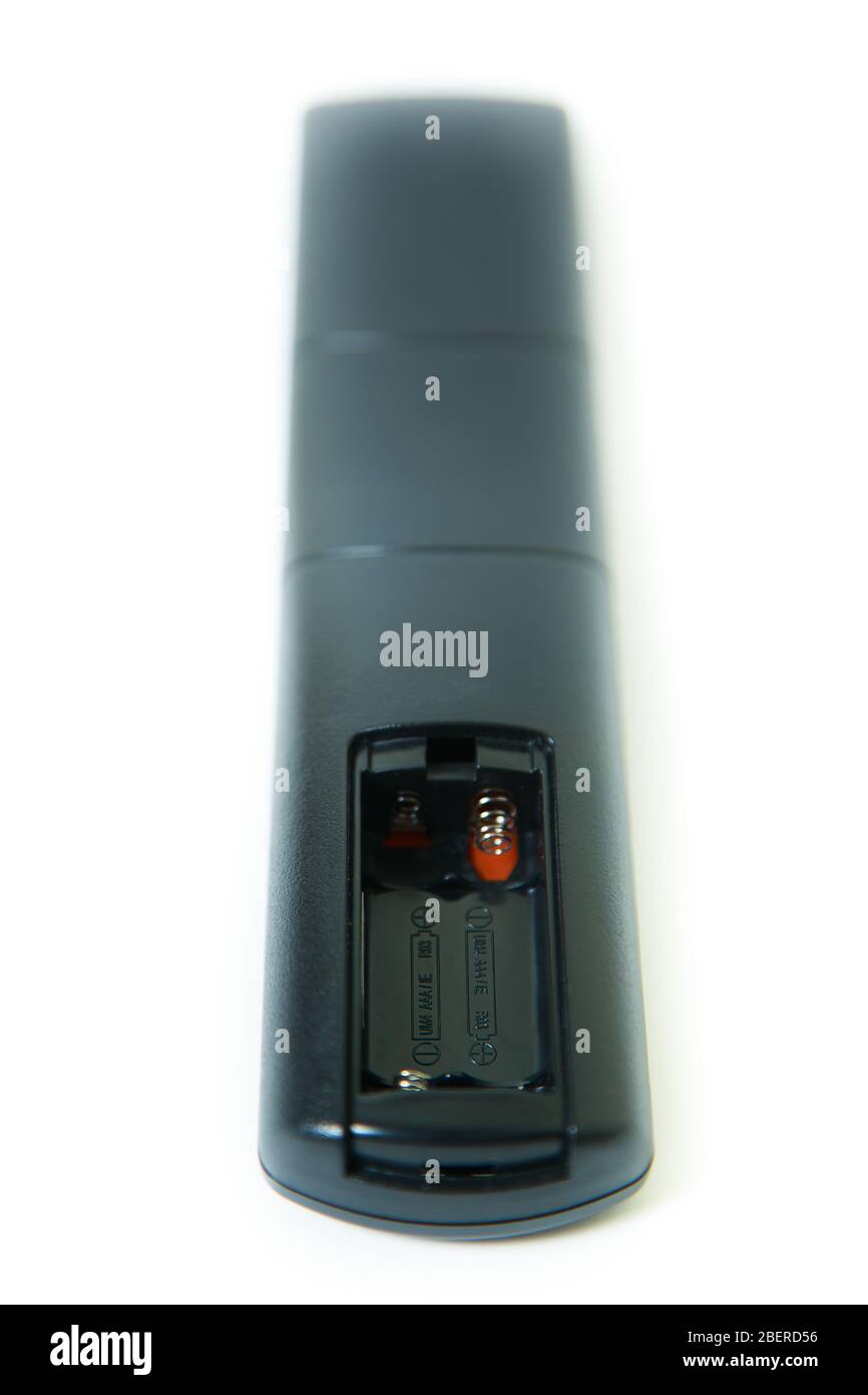 tv remote control on white background at the back battery section Stock ...