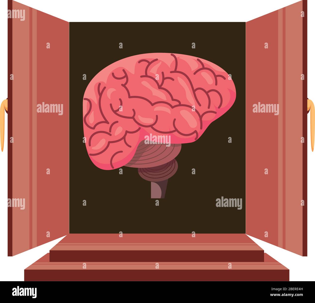 brain in open door on white background vector illustration design Stock ...