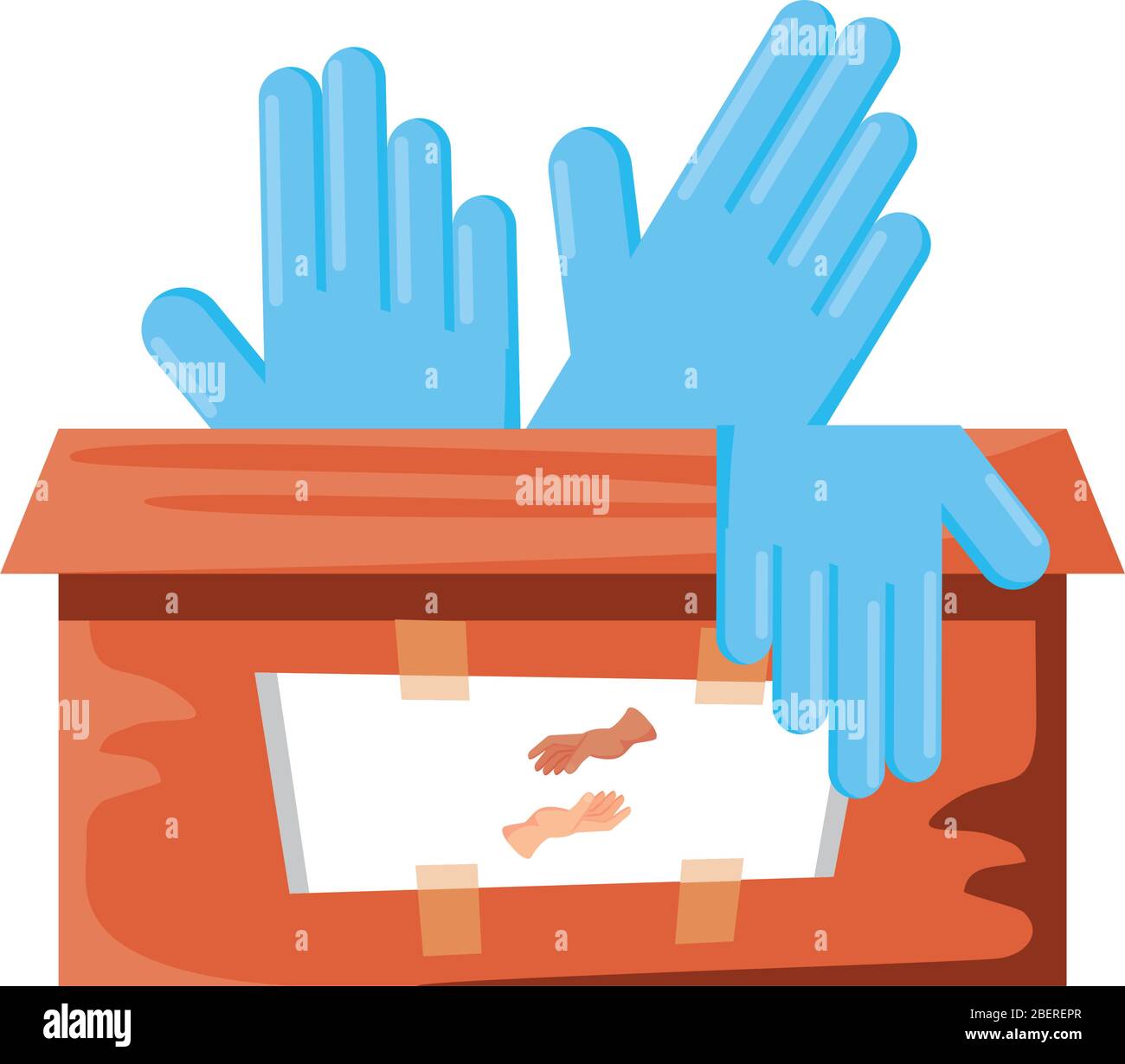 cardboard box with latex gloves vector illustration design Stock Vector ...