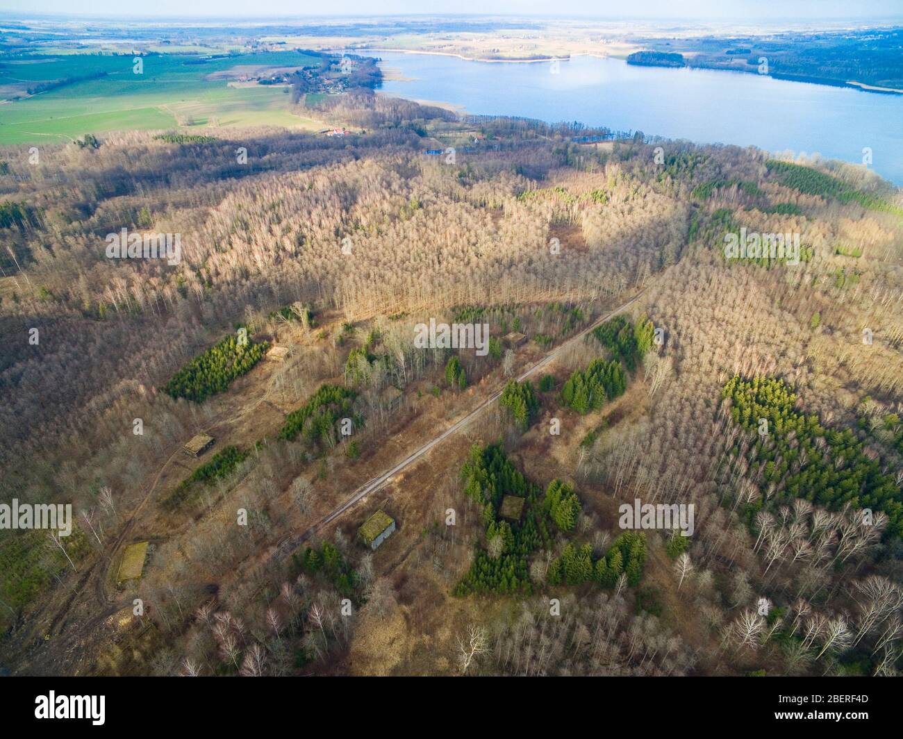Aerial view of reinforced concrete bunkers belonged to Headquarters of ...