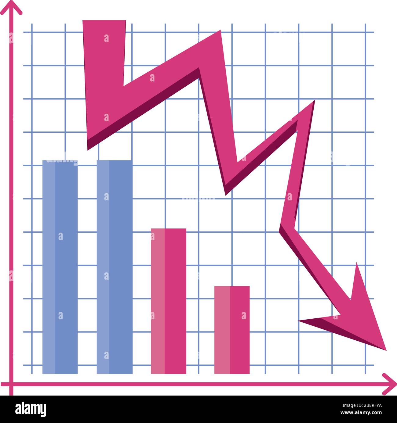 chart with down arrows on white background vector illustration design ...