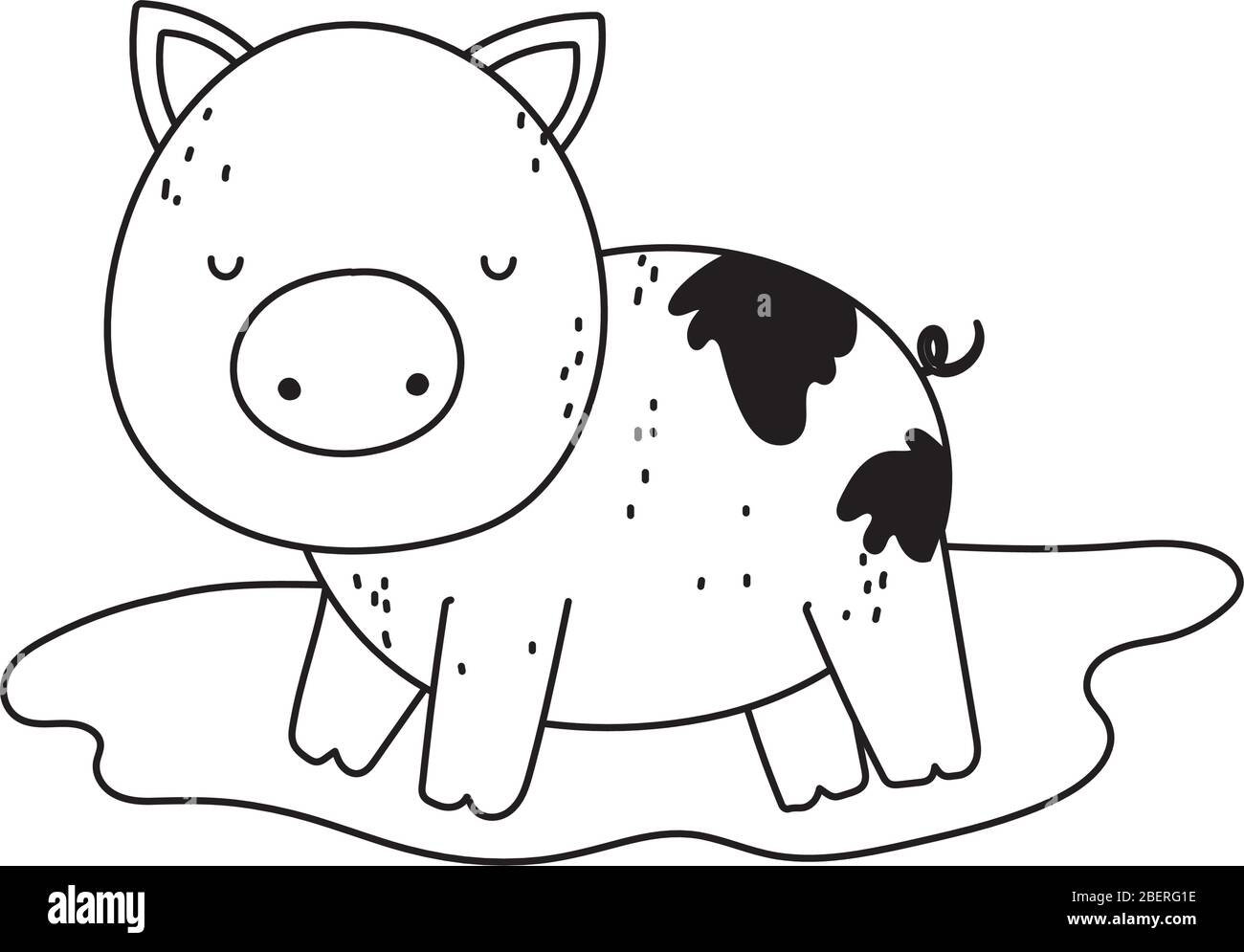 pig in the mud farm animal isolated icon on white background vector ...