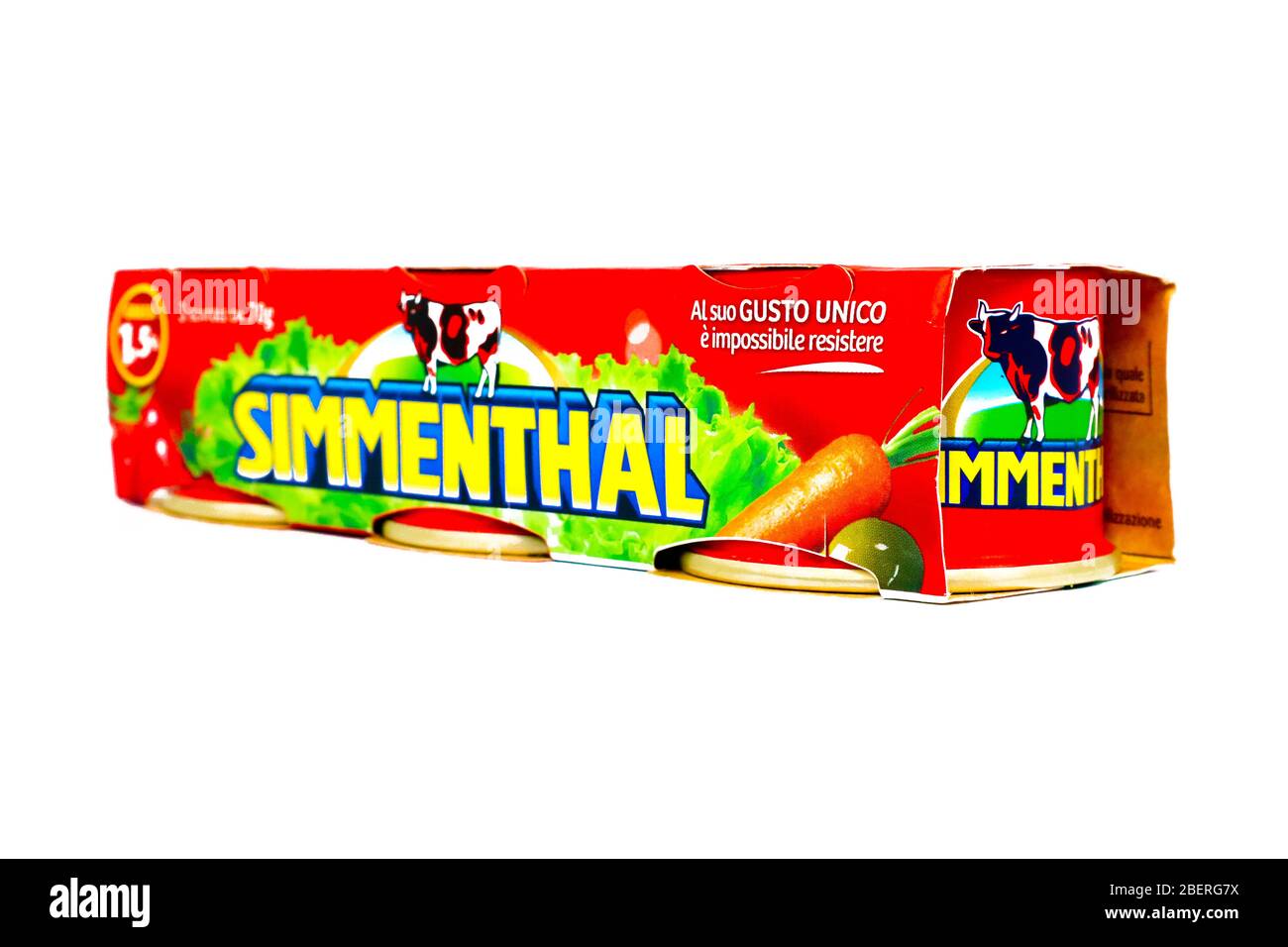 SIMMENTHAL boiled Beef in Jelly. Simmenthal is a brand of Bolton Food Stock Photo - Alamy