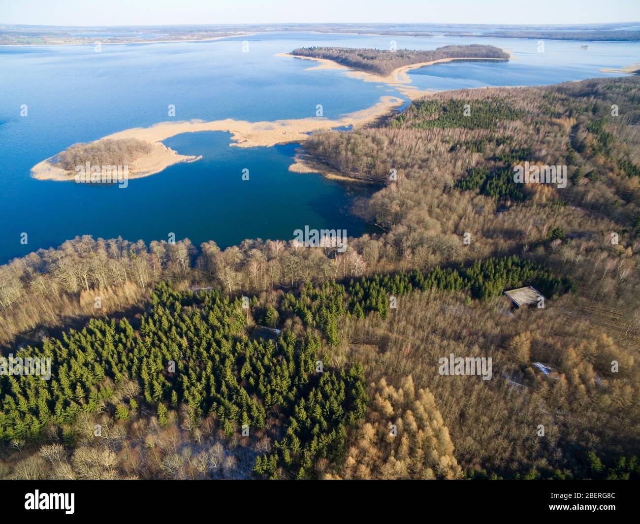 Aerial view of reinforced concrete bunkers belonged to Headquarters of ...