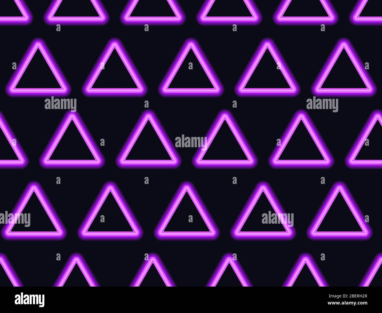 Seamless pattern with neon triangles, linear art. Violet bright neon ...
