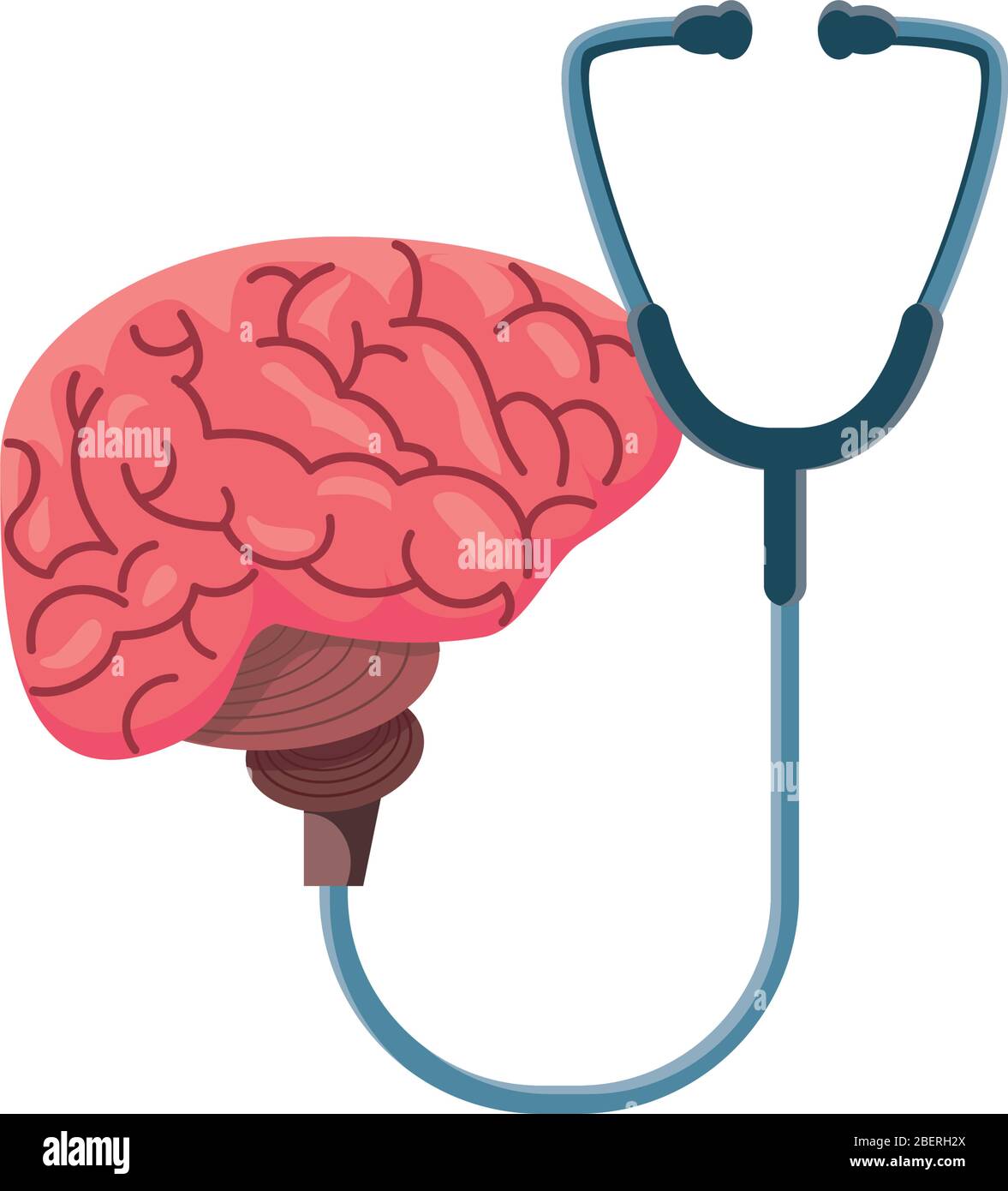 brain with stethoscope on white background vector illustration design ...