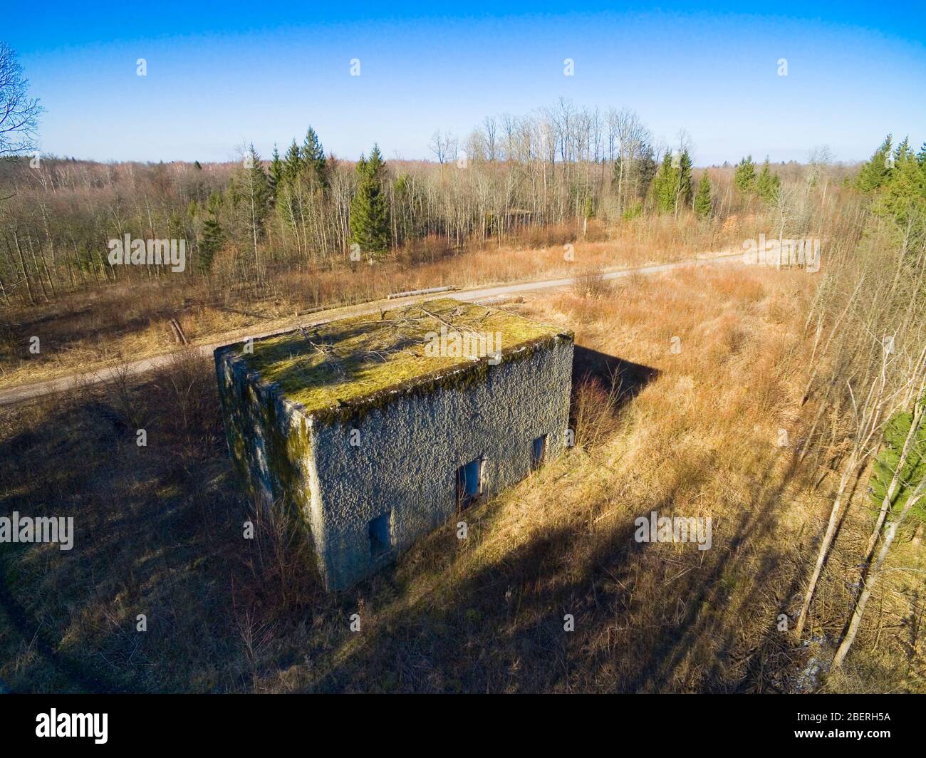 Aerial view of reinforced concrete bunkers belonged to Headquarters of ...