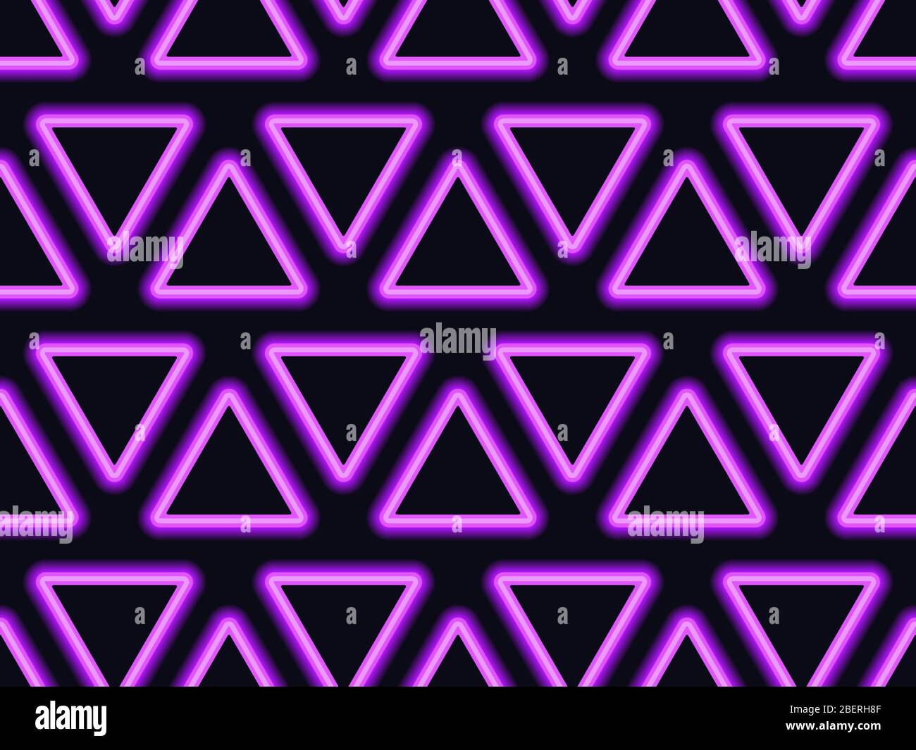Seamless pattern with neon triangles, linear art. Violet bright neon ...