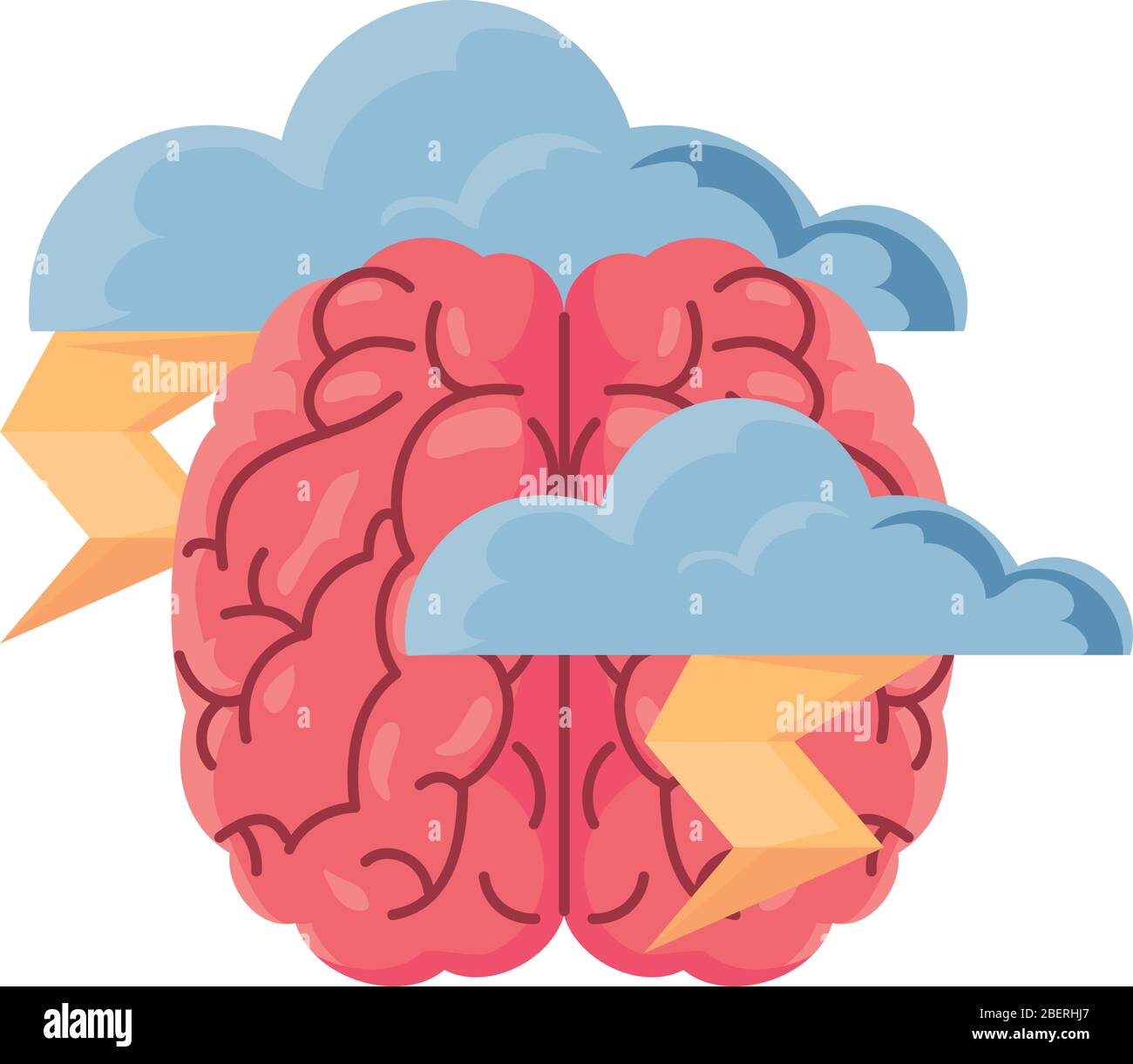 brain with rain clouds on white background vector illustration design ...