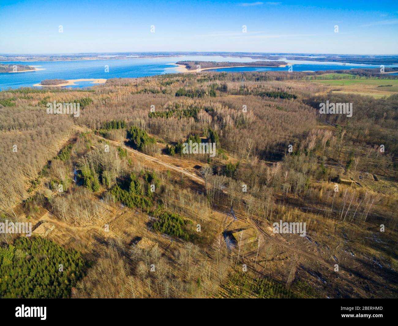 Aerial view of reinforced concrete bunkers belonged to Headquarters of ...