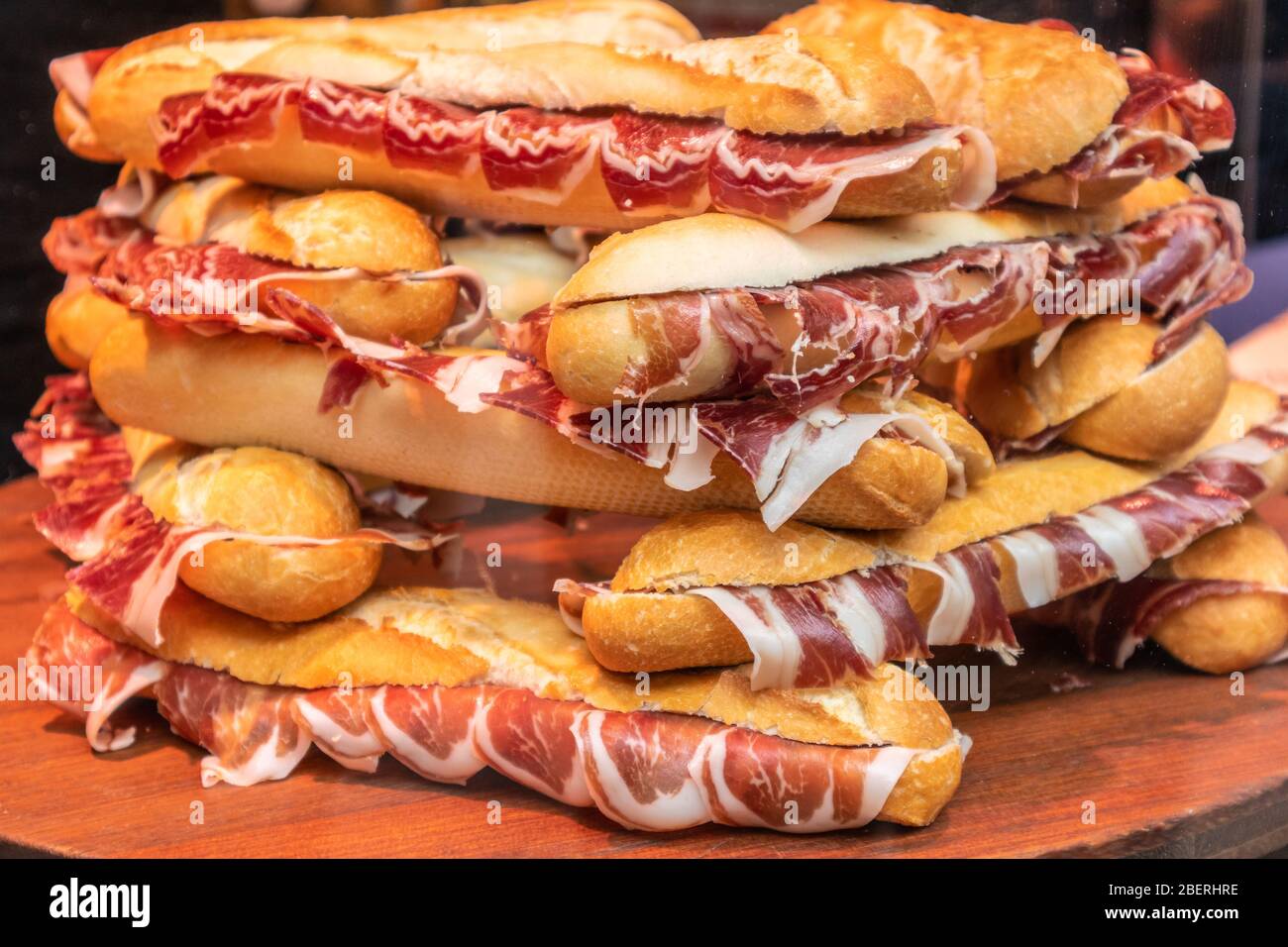 Pile of ham sandwiches in a storefront in London, England Stock Photo ...