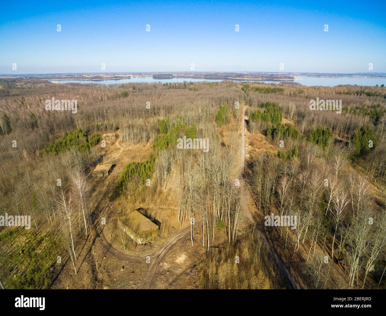 Aerial view of reinforced concrete bunkers belonged to Headquarters of ...