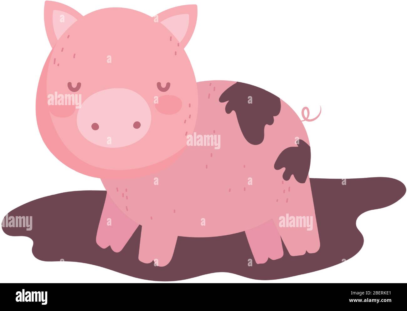 pig in the mud farm animal isolated icon on white background vector ...