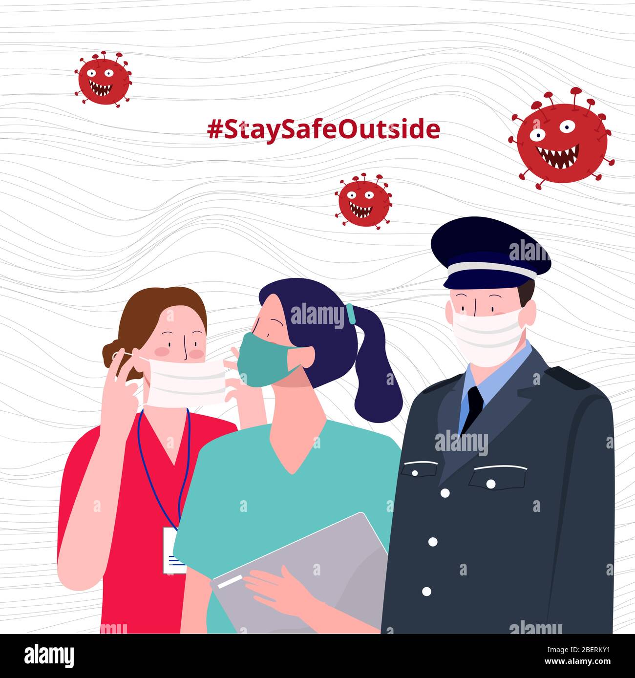 People wearing a mask to avoid virus spread from nurse to police stay ...