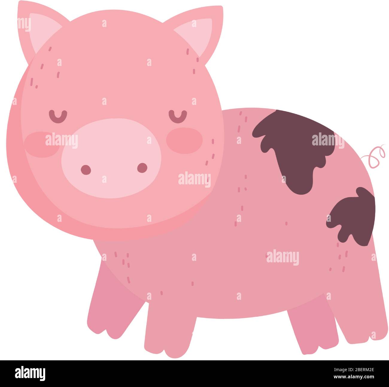 pig with mud farm animal isolated icon on white background vector ...