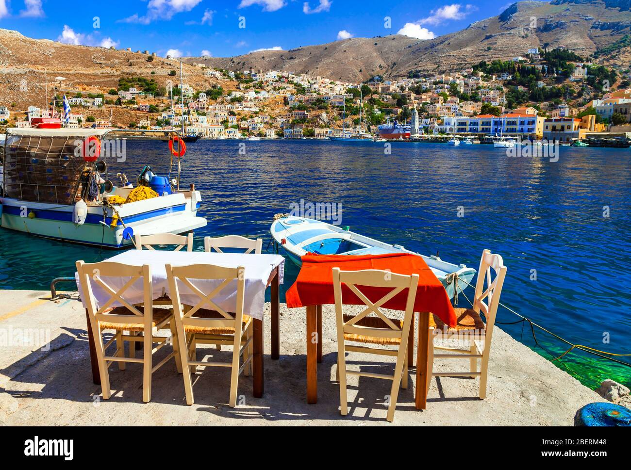 Traditional restaurant in Symi island,Dodecanese,Greece Stock Photo - Alamy