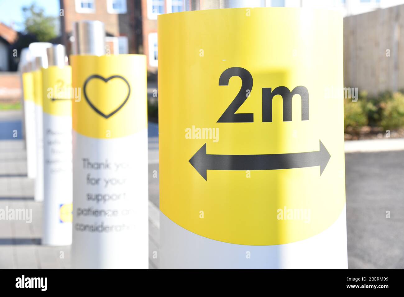 Covid19 signs advising customers to keep safe and keep 2 meter distance ...