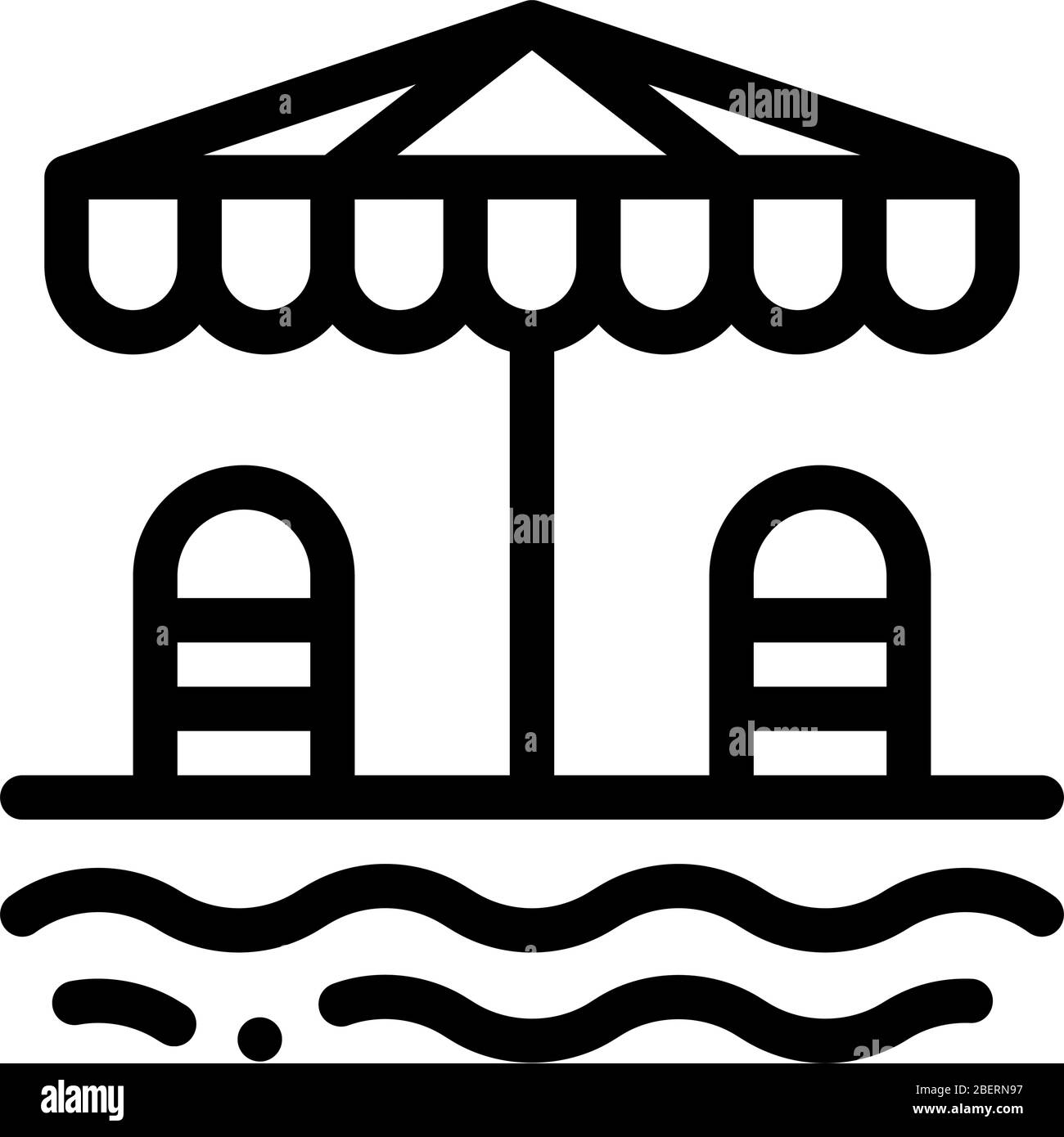 places under sun umbrella icon vector outline illustration Stock Vector ...