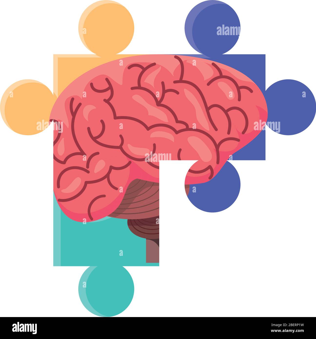 puzzle with brain on white background vector illustration design Stock ...