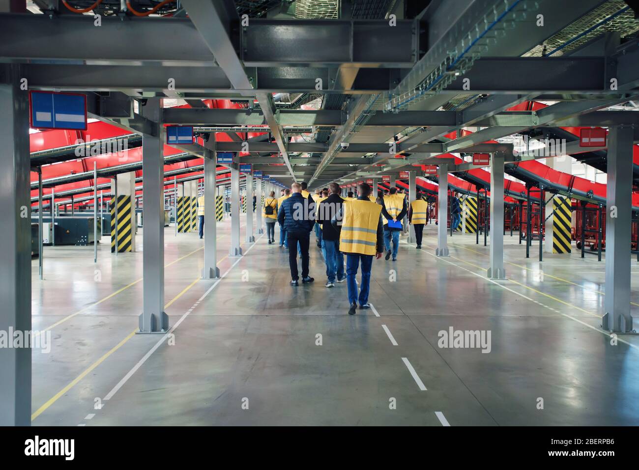 conveyor sorting belt at distribution warehouse. Distribution hub for ...