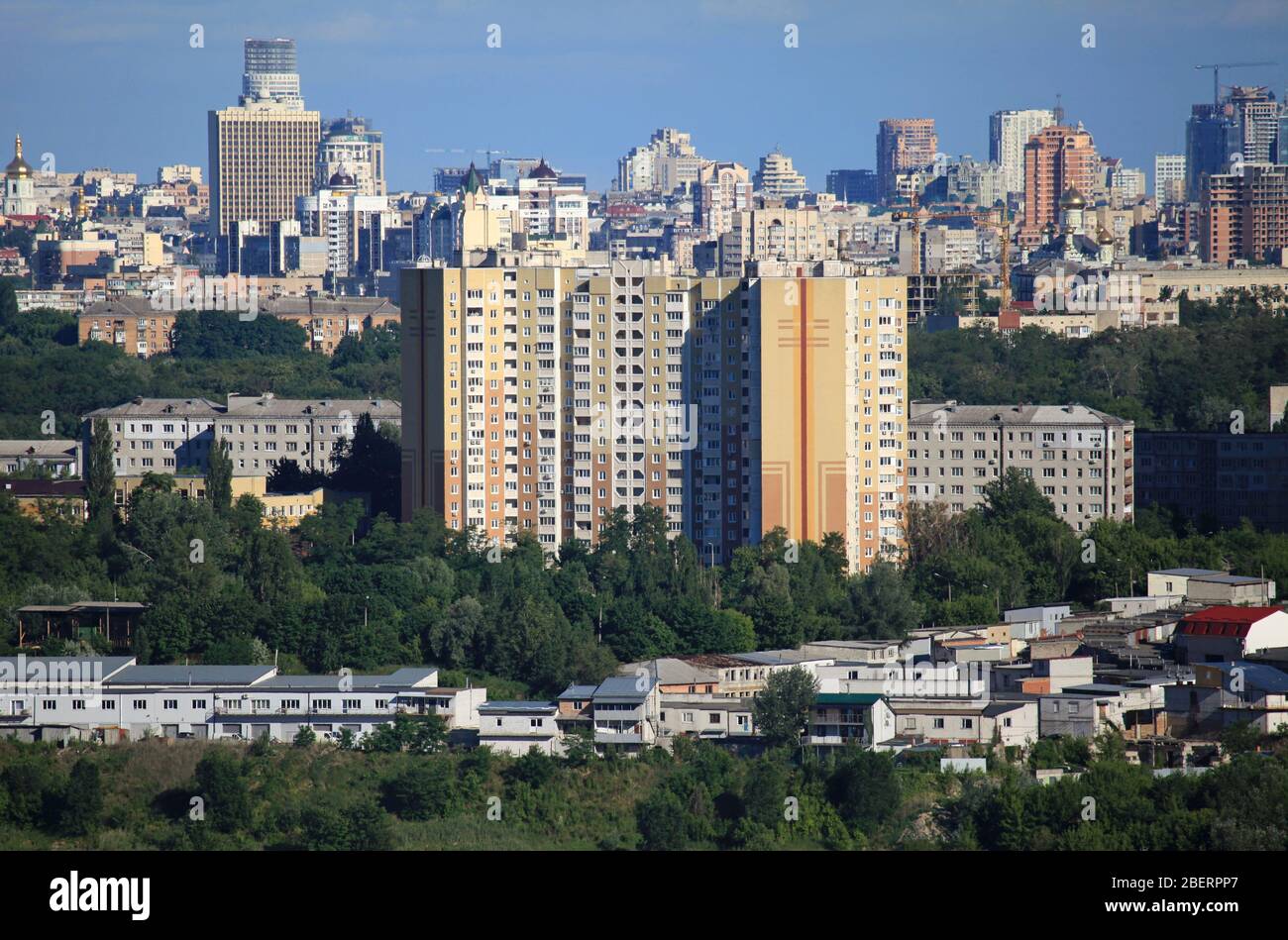 Kiev (Kyiv) from above. New modern high-rise apartment building among ...