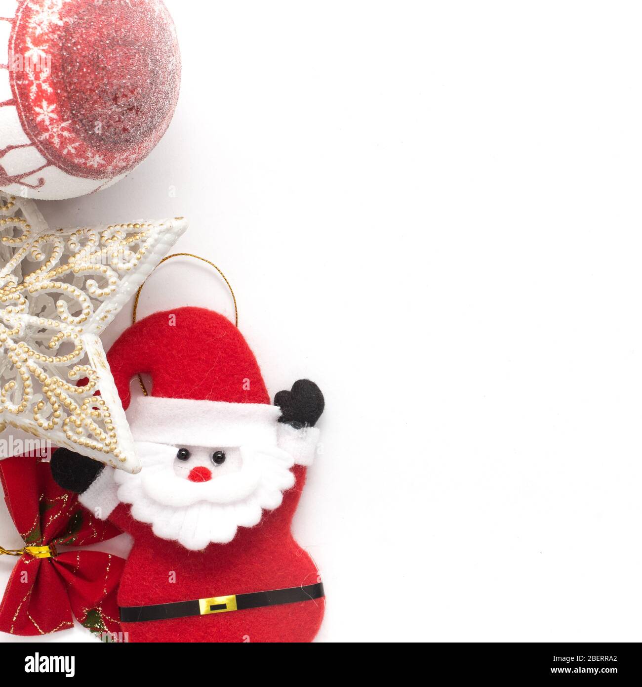Christmas Frame with ornaments and decorations on white background ...