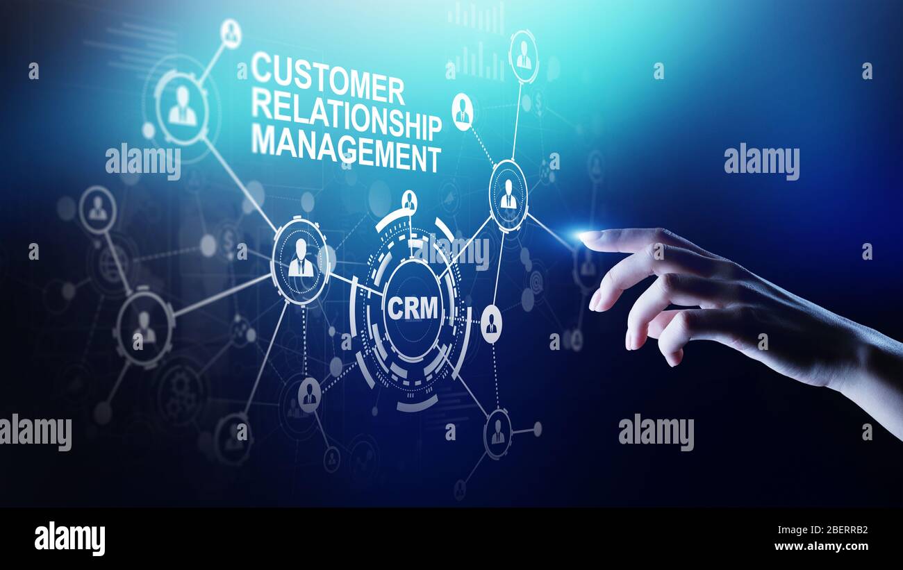 CRM - Customer relationship management automation system software. Business and technology ...