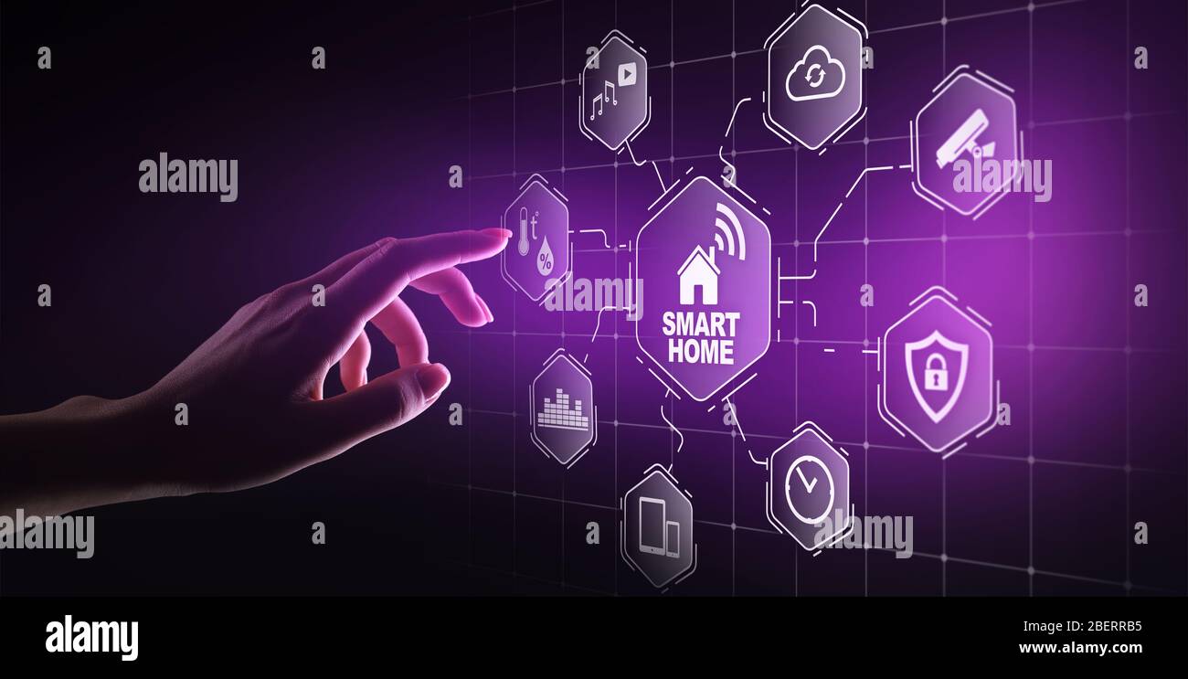 Smart home control panel on virtual screen. IOT and Automation ...