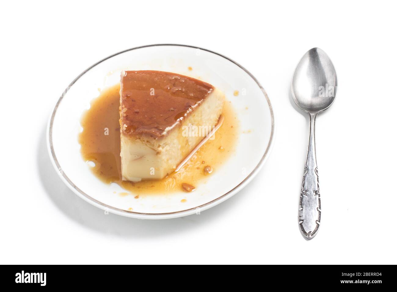 Milk Pudding. Brazilian Flan isolated on white background Stock Photo ...
