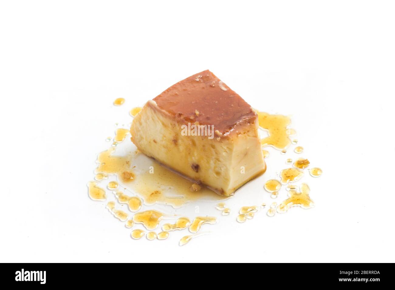 Milk Pudding. Brazilian Flan isolated on white background Stock Photo ...
