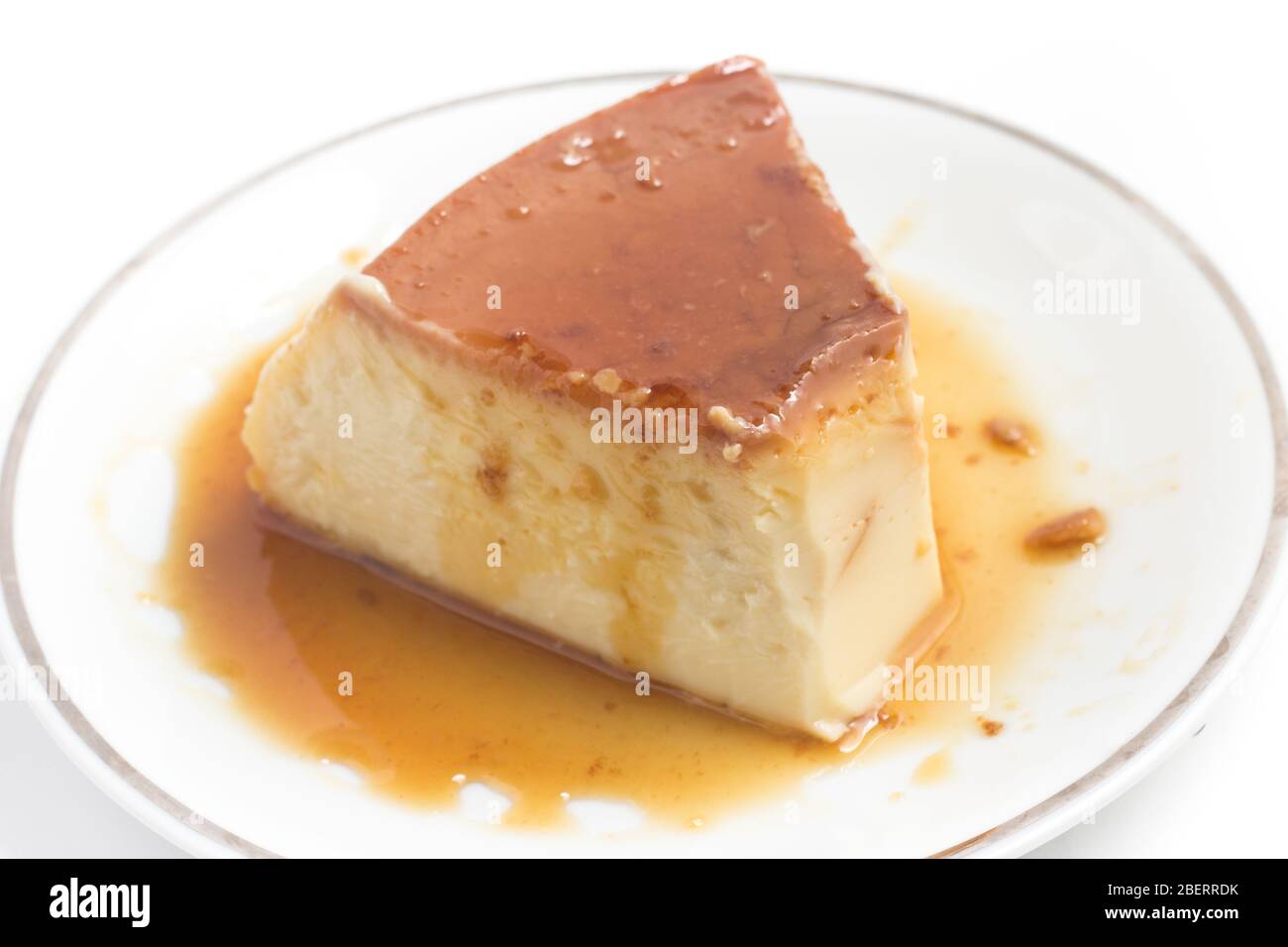 Milk Pudding. Brazilian Flan isolated on white background Stock Photo ...
