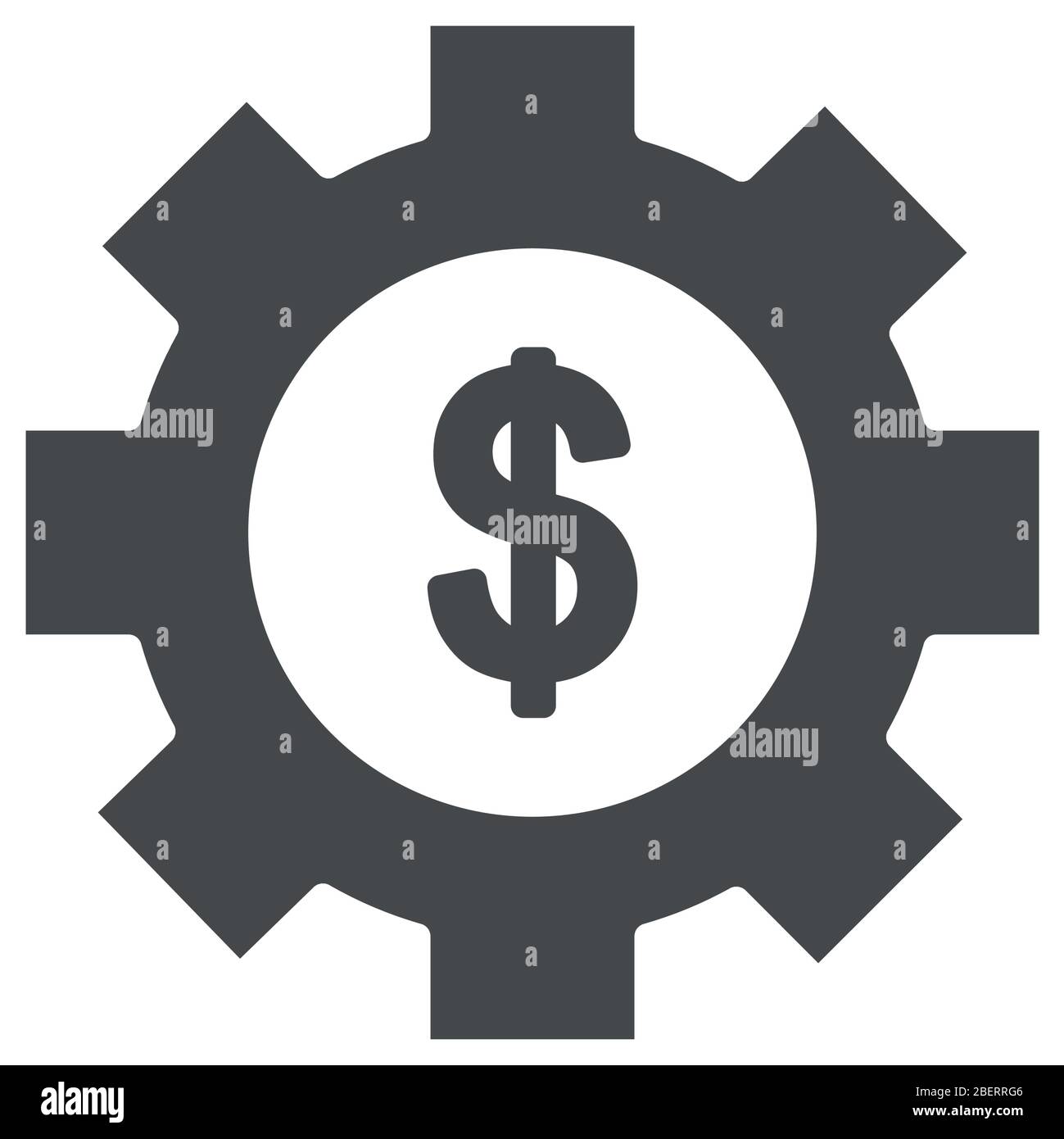financial broke concept, gear wheel with money symbol icon over white ...