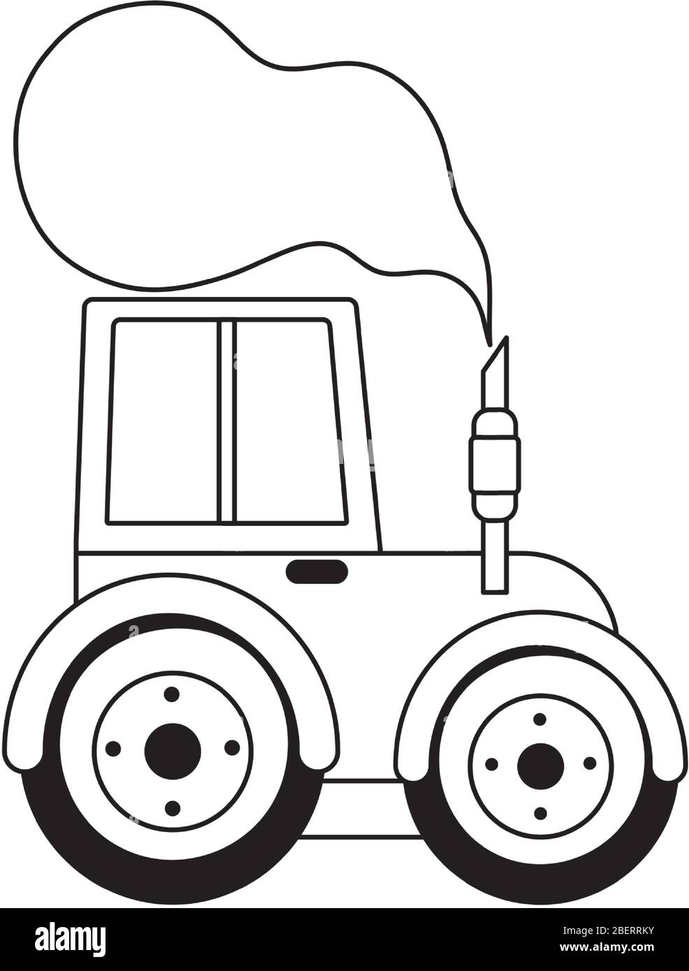 tractor chimney smoke agriculture farm transport isolated icon on white ...