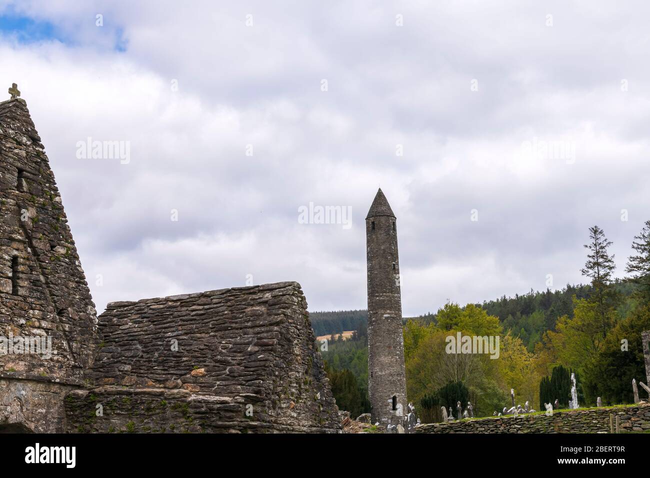 Monastic cemetery of Glendalough, Ireland. Famous ancient monastery in ...